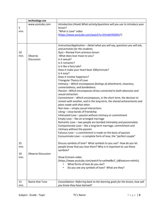 What is love lesson plan | DOCX