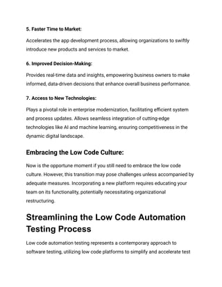 What is Low Code Test Automation and its importnce? | PDF