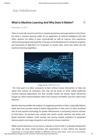 What is machine learning and why does it matter | PDF