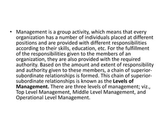 What is management and level of management | PPTX
