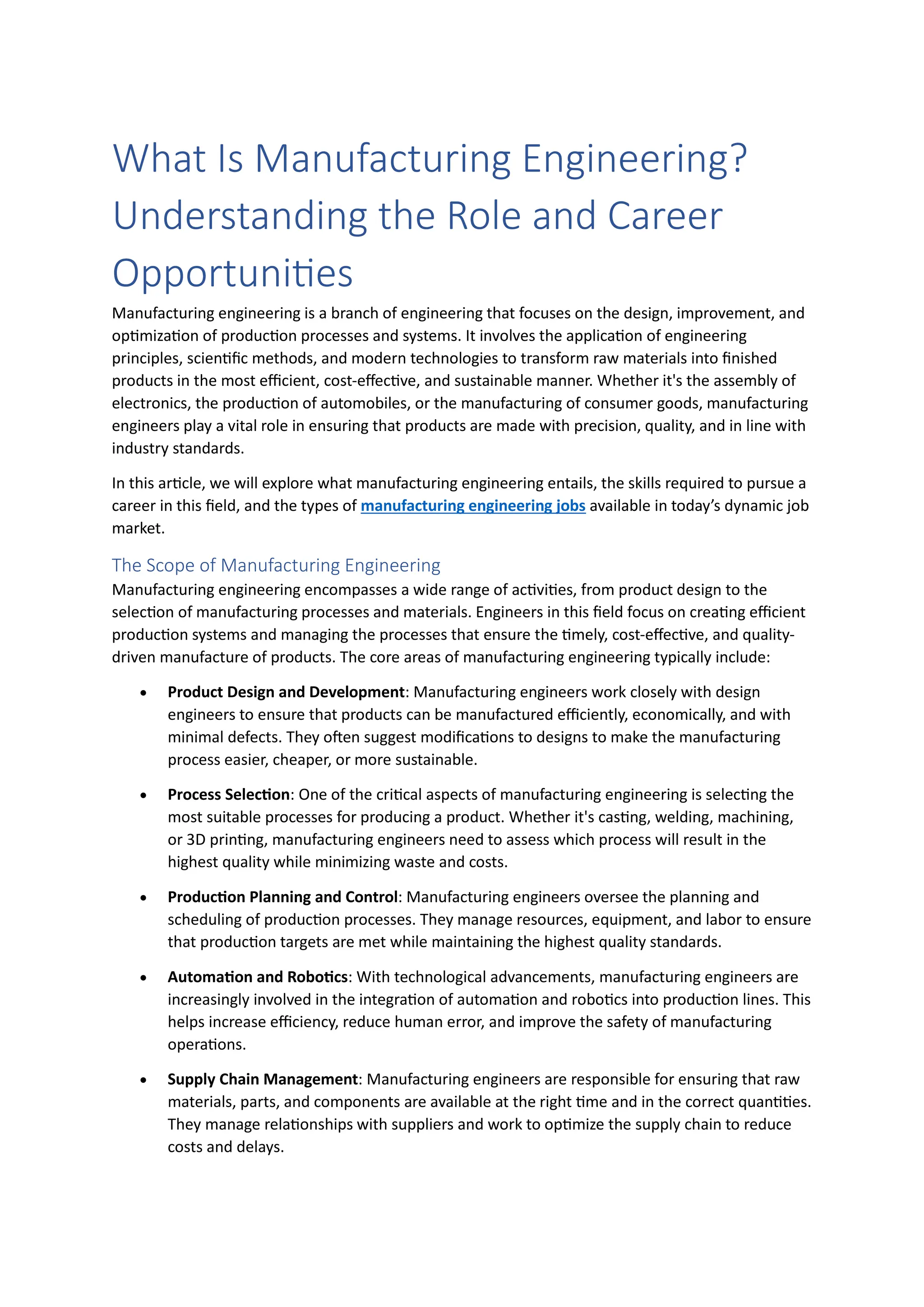 What Is Manufacturing Engineering - Role and Career.pdf