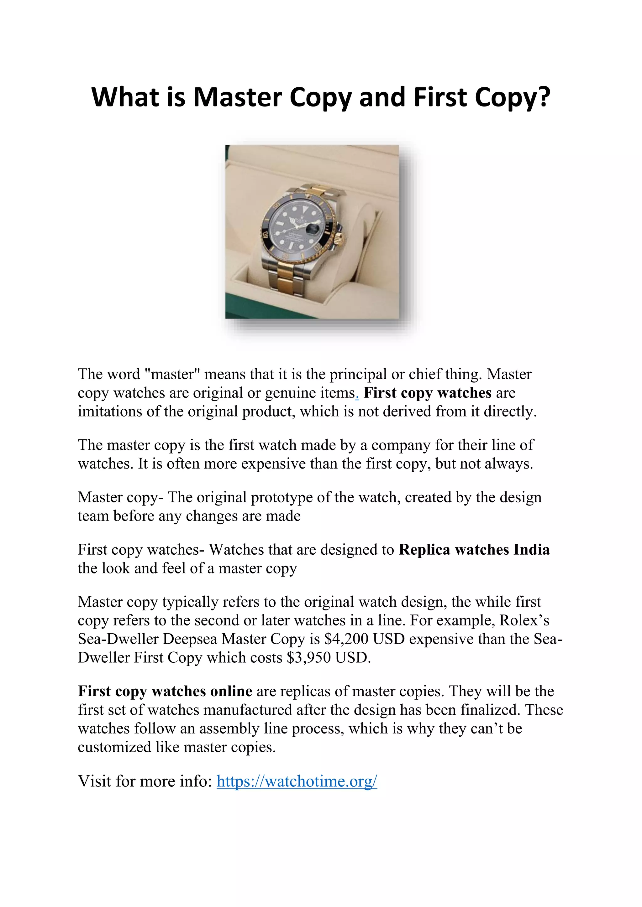 What is Master Copy and First Copy? | PDF