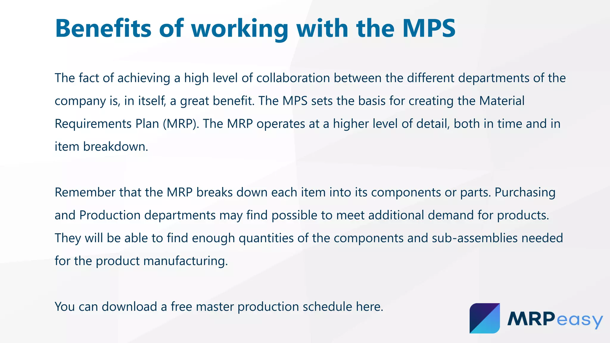 What is master production schedule | PDF
