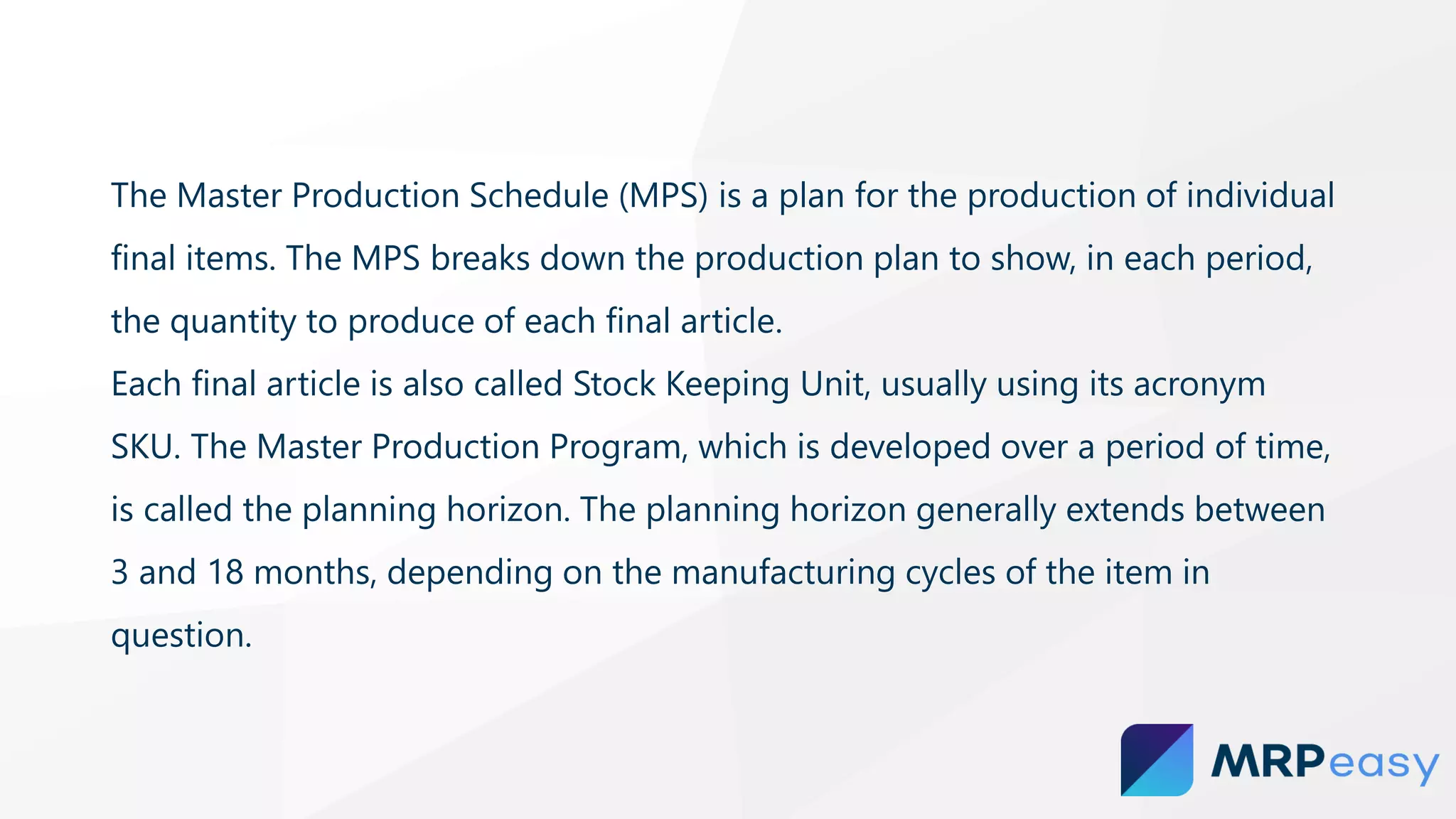 What is master production schedule | PDF
