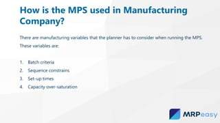 What is master production schedule | PDF