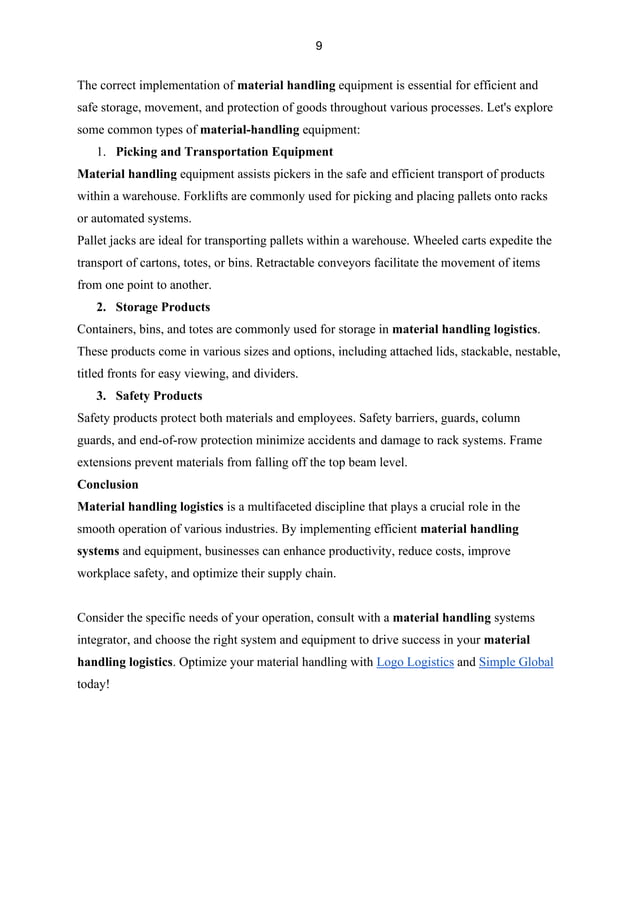 What Is Materials Handling? Logistics Glossary | PDF