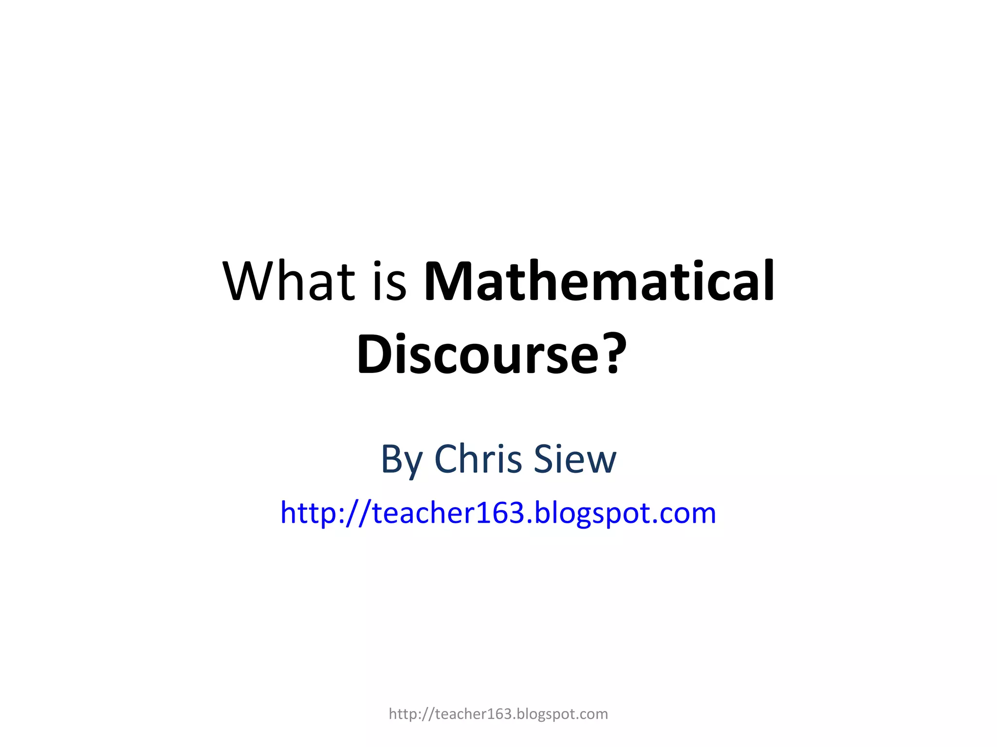 What is mathematical discourse | PPT