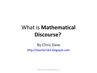 What is mathematical discourse | PPT
