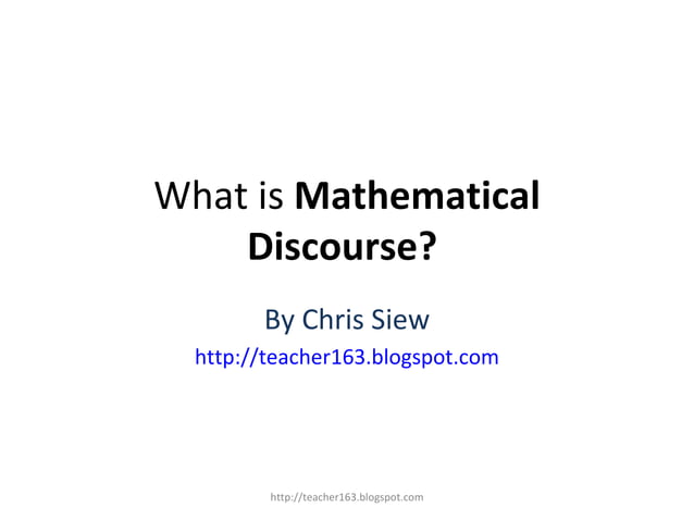 What is mathematical discourse | PPT
