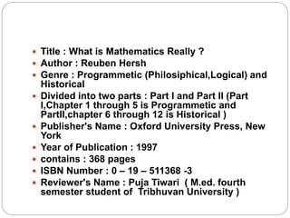 What is mathematics really | PPTX