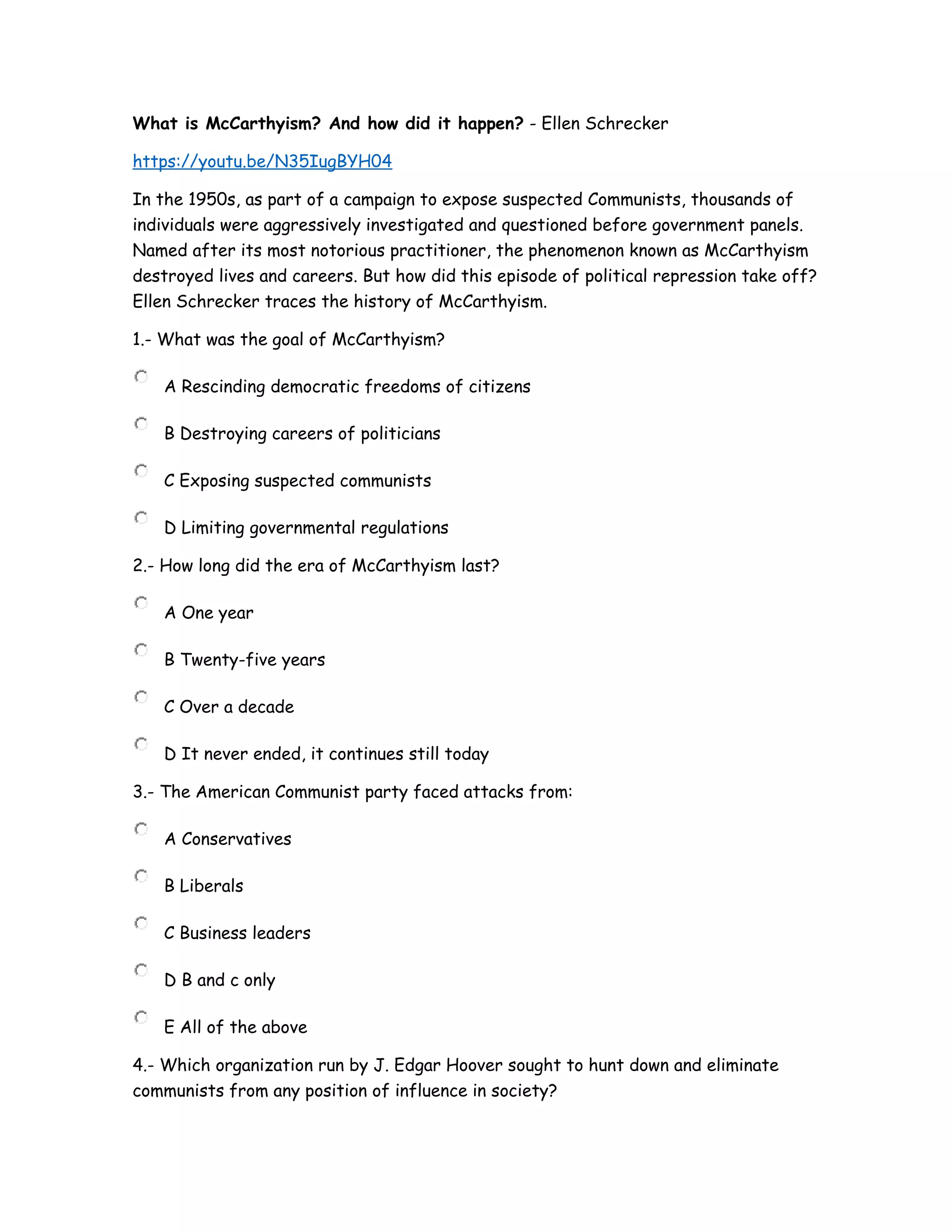 What is McCarthyism? And how did it happen? | PDF