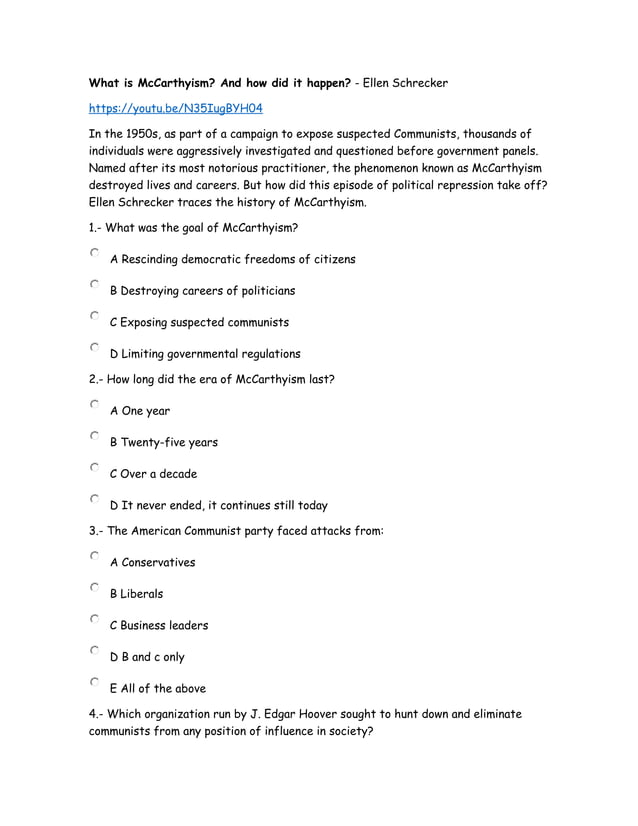 What is McCarthyism? And how did it happen? | PDF