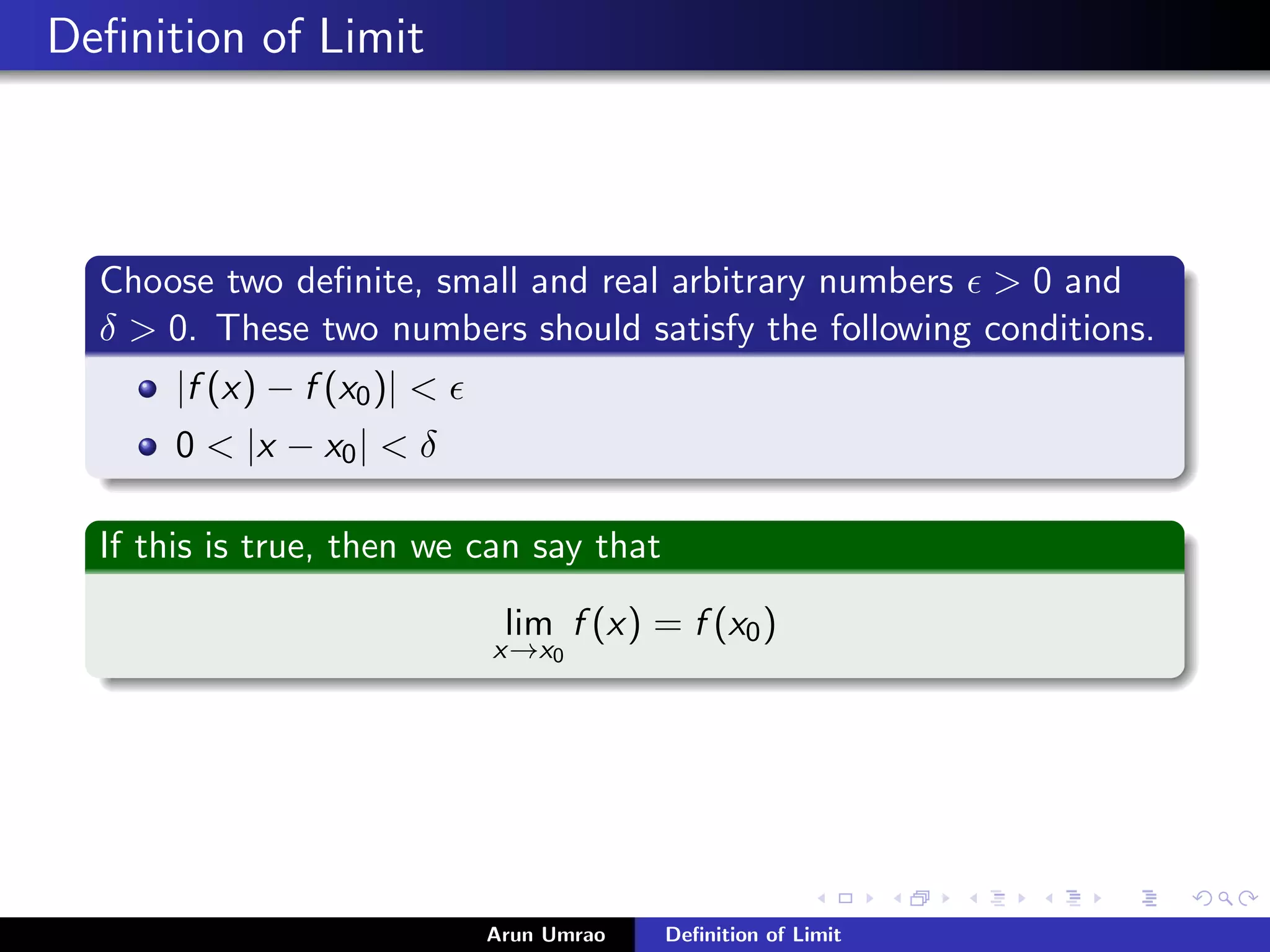What is meaning of epsilon and delta in limits of a function by Arun ...