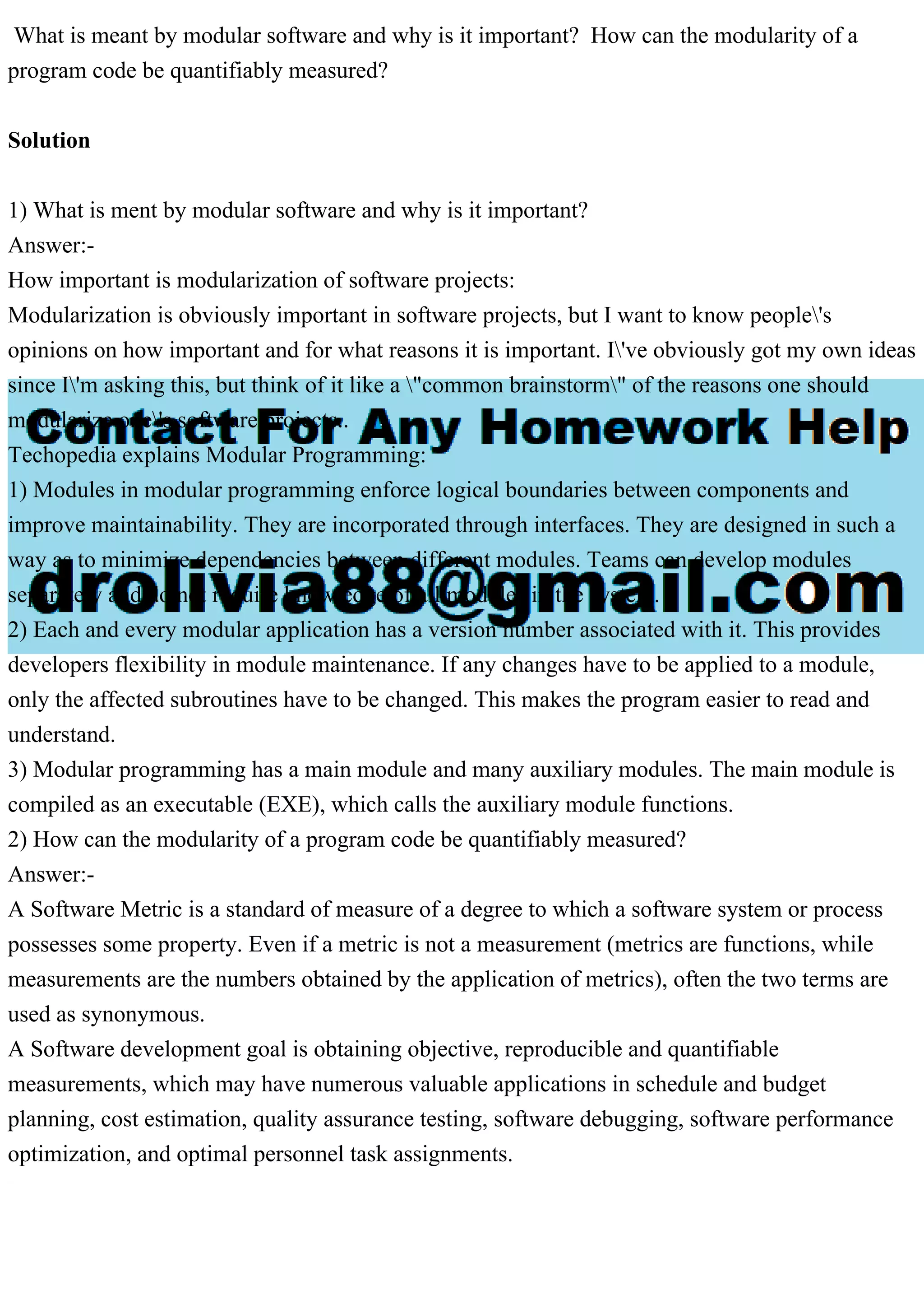 What is meant by modular software and why is it important How can t.pdf