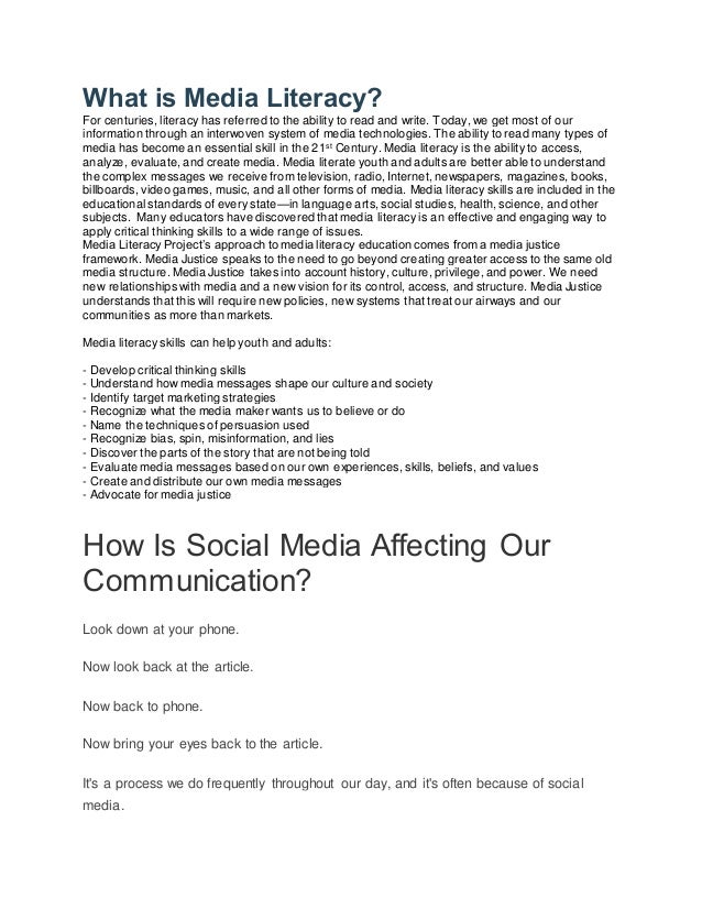 What is media literacy