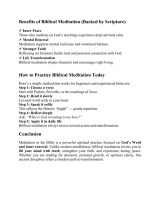What Is Meditation in the Bible? A Complete Guide to Modern Readers | DOCX