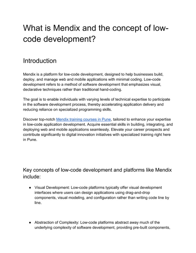 What is Mendix and the concept of low-code development.docx | Programming Languages | Computing