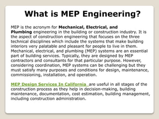 What is mep engineering | PPTX