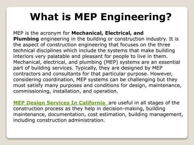 What is mep engineering | PPTX