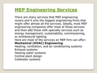 What is mep engineering | PPTX