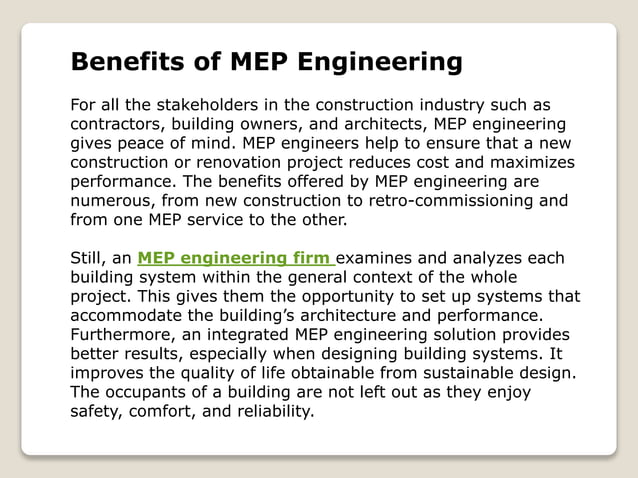 What is mep engineering | PPTX