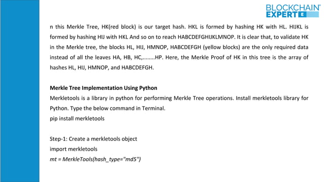 What is merkle tree | PPTX | Programming Languages | Computing