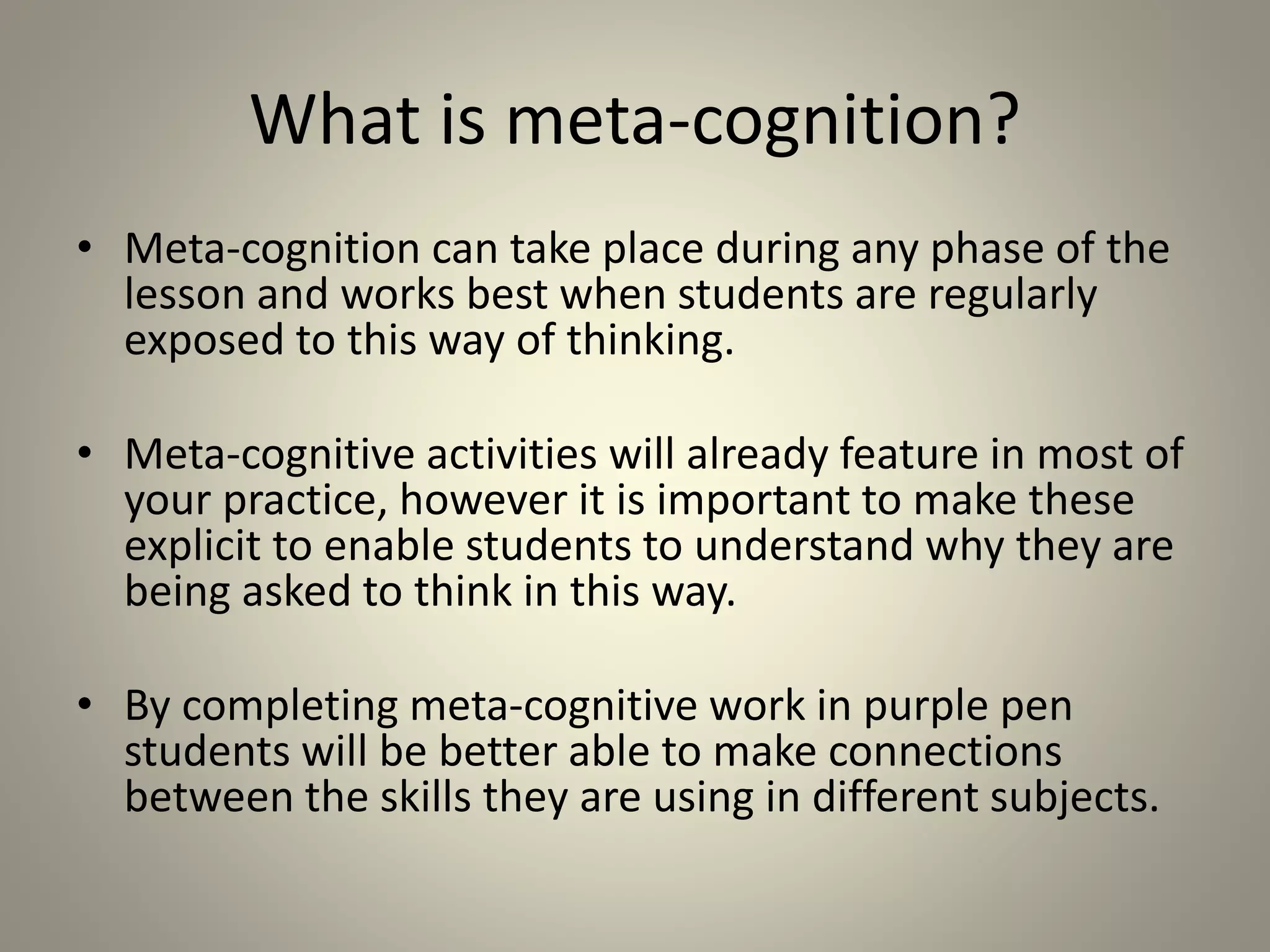 What is meta cognition | PPTX