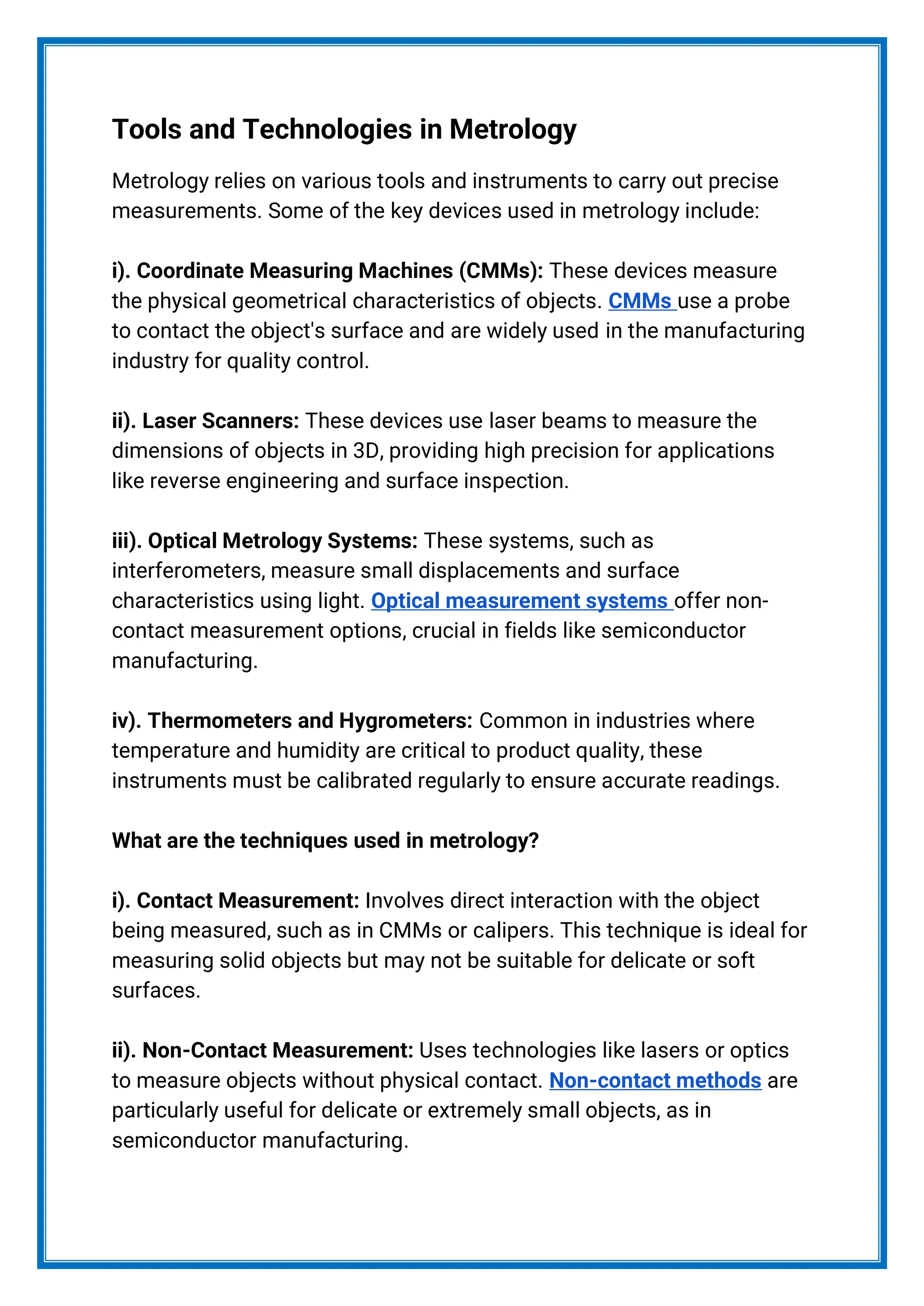 What is Metrology Importance, Types, Tools, and Applications | PDF