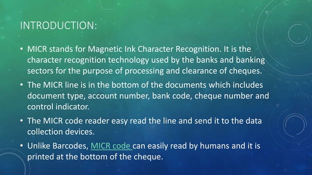 What is micr code? | PPTX