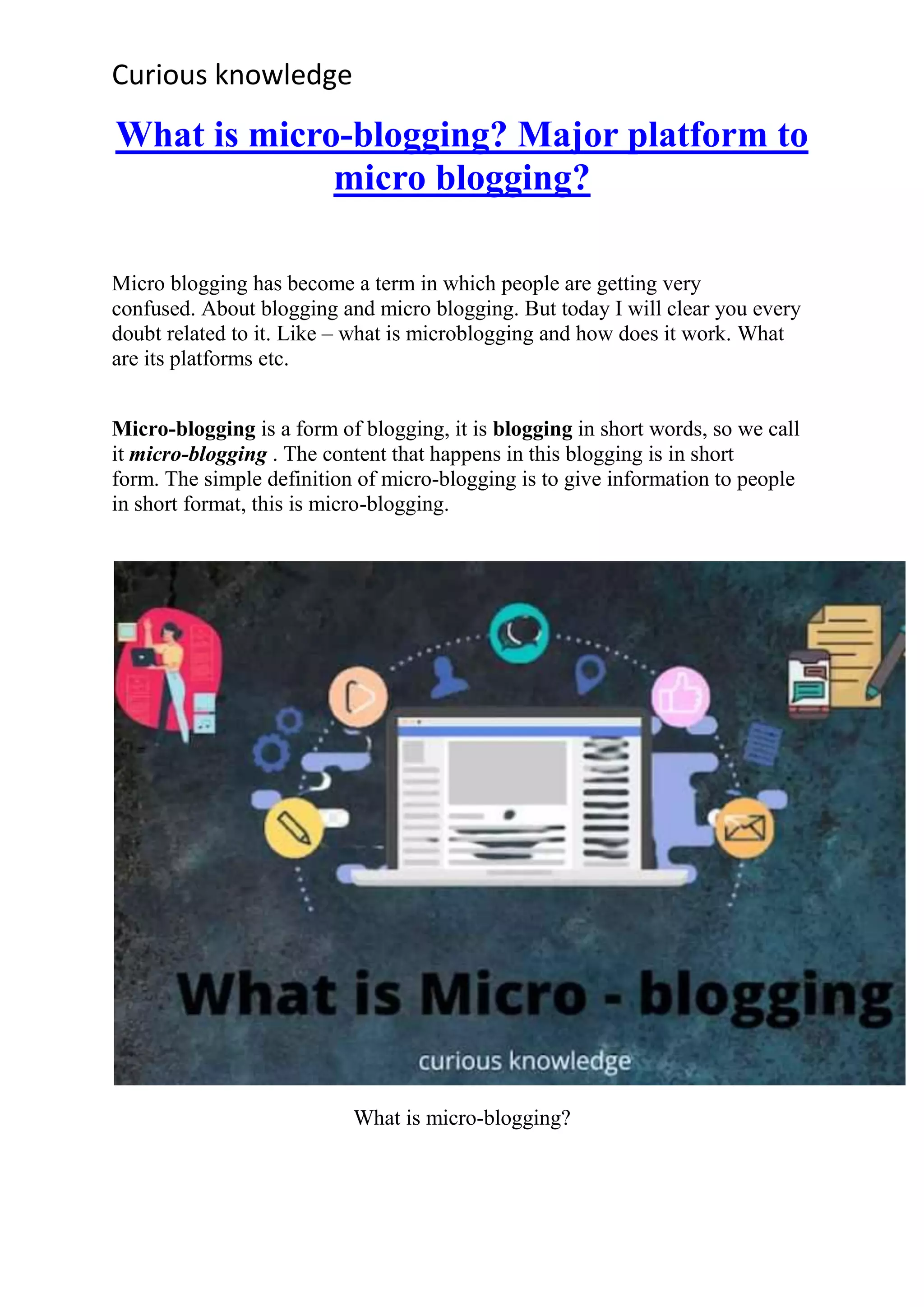what is micro-blogging blogging | PDF | Social Networking | Internet