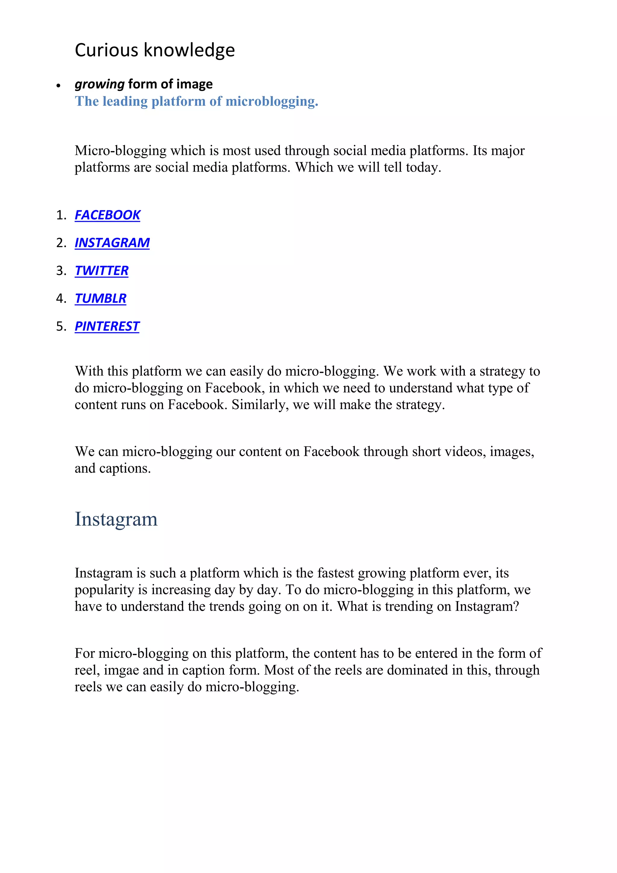 what is micro-blogging blogging | PDF