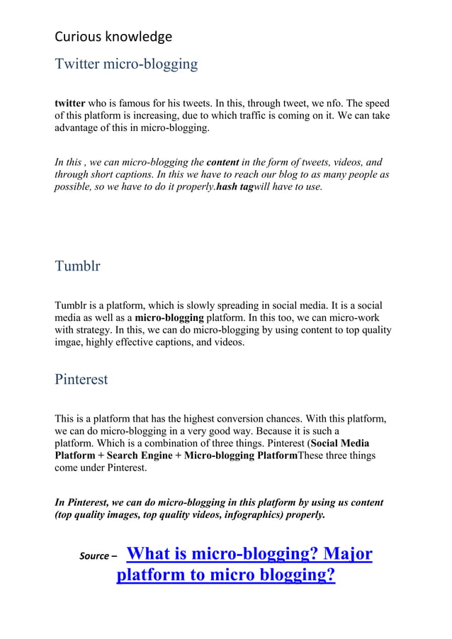 what is micro-blogging blogging | PDF