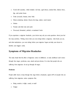 Migraine Headaches: Causes, Symptoms, Types and Treatments | PDF