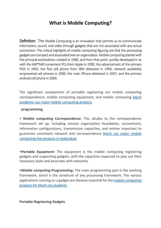 What is Mobile Computing.pdf | Computing | Technology & Computing