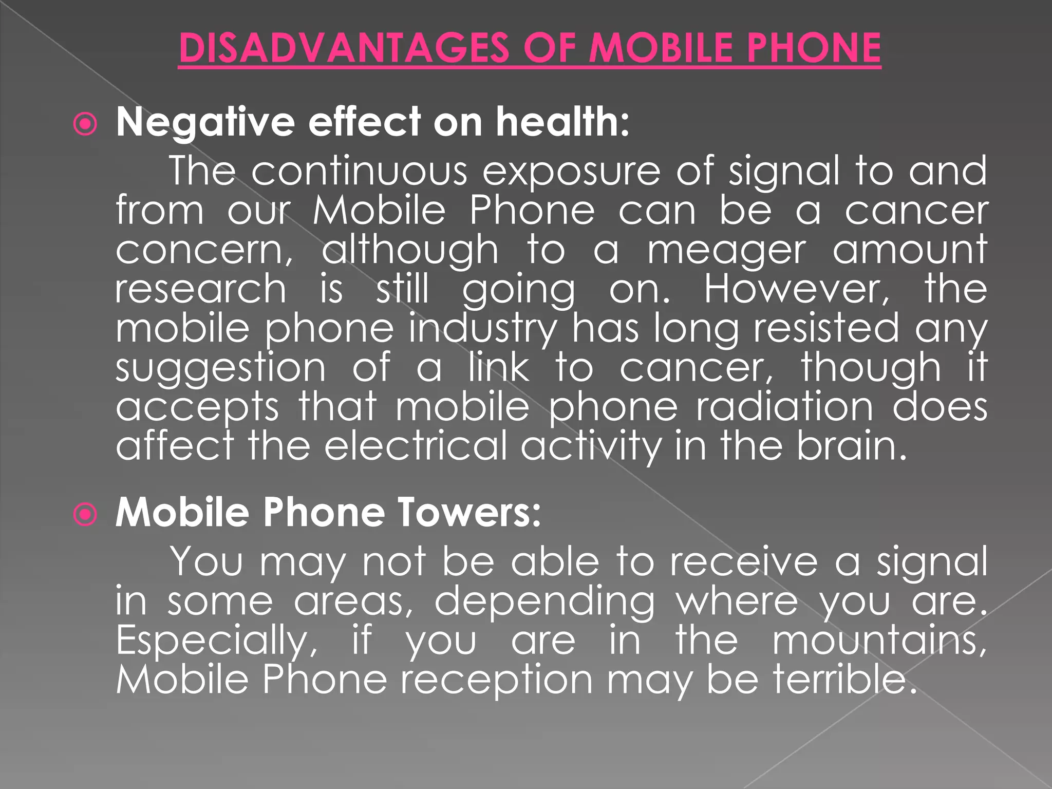Advantages and Disadvantages of Mobile phone | PPT