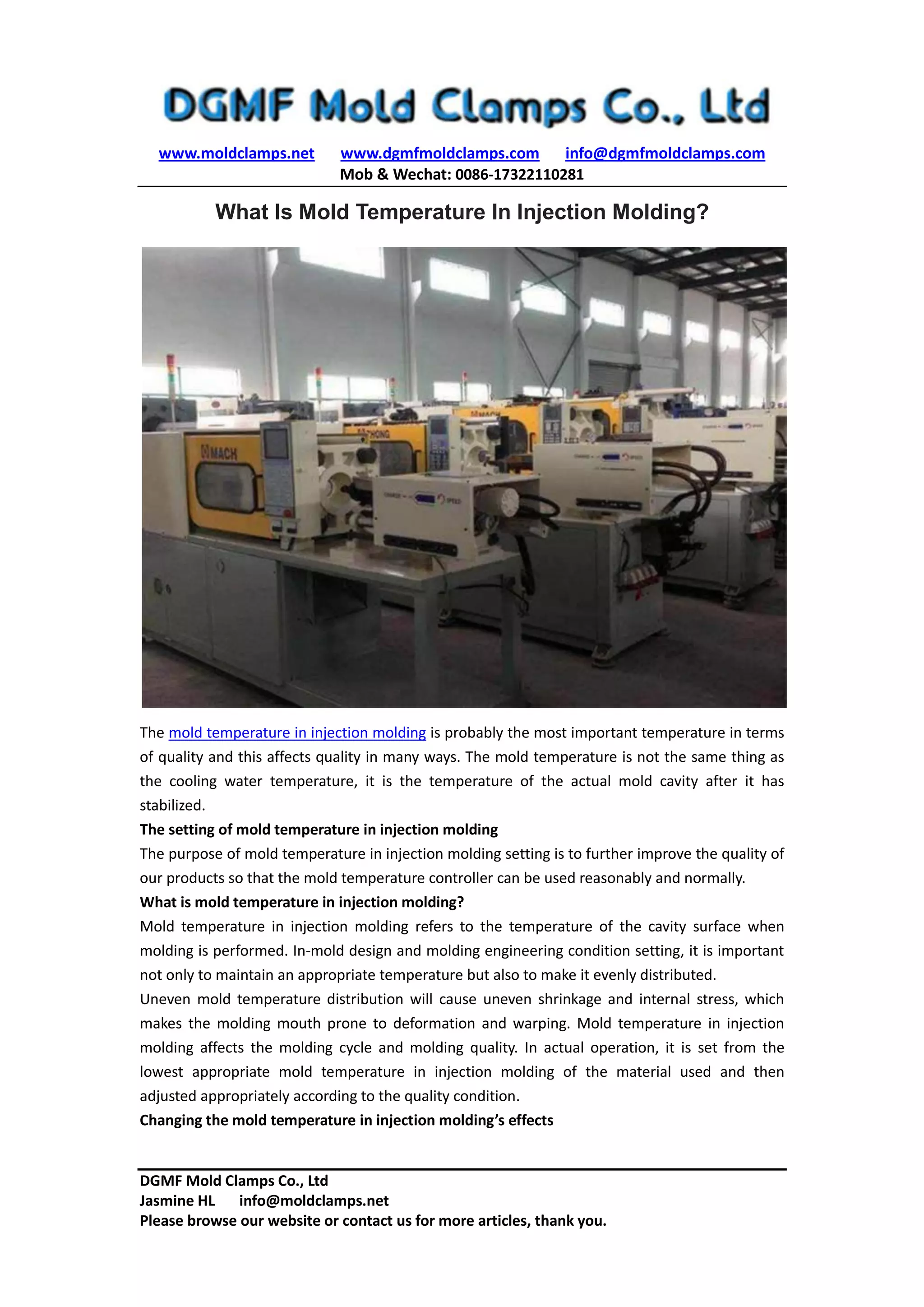 What is mold temperature in injection molding? | PDF