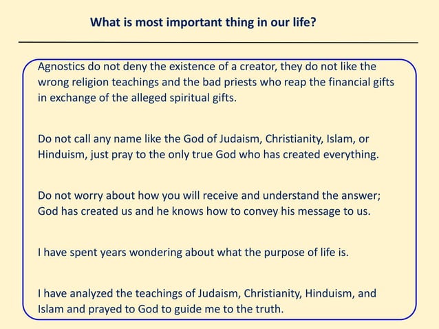 What is most important thing in our life? | PPT
