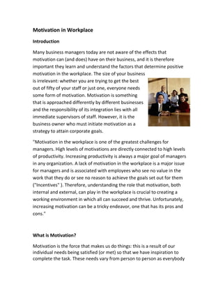 motivation in workplace | DOC