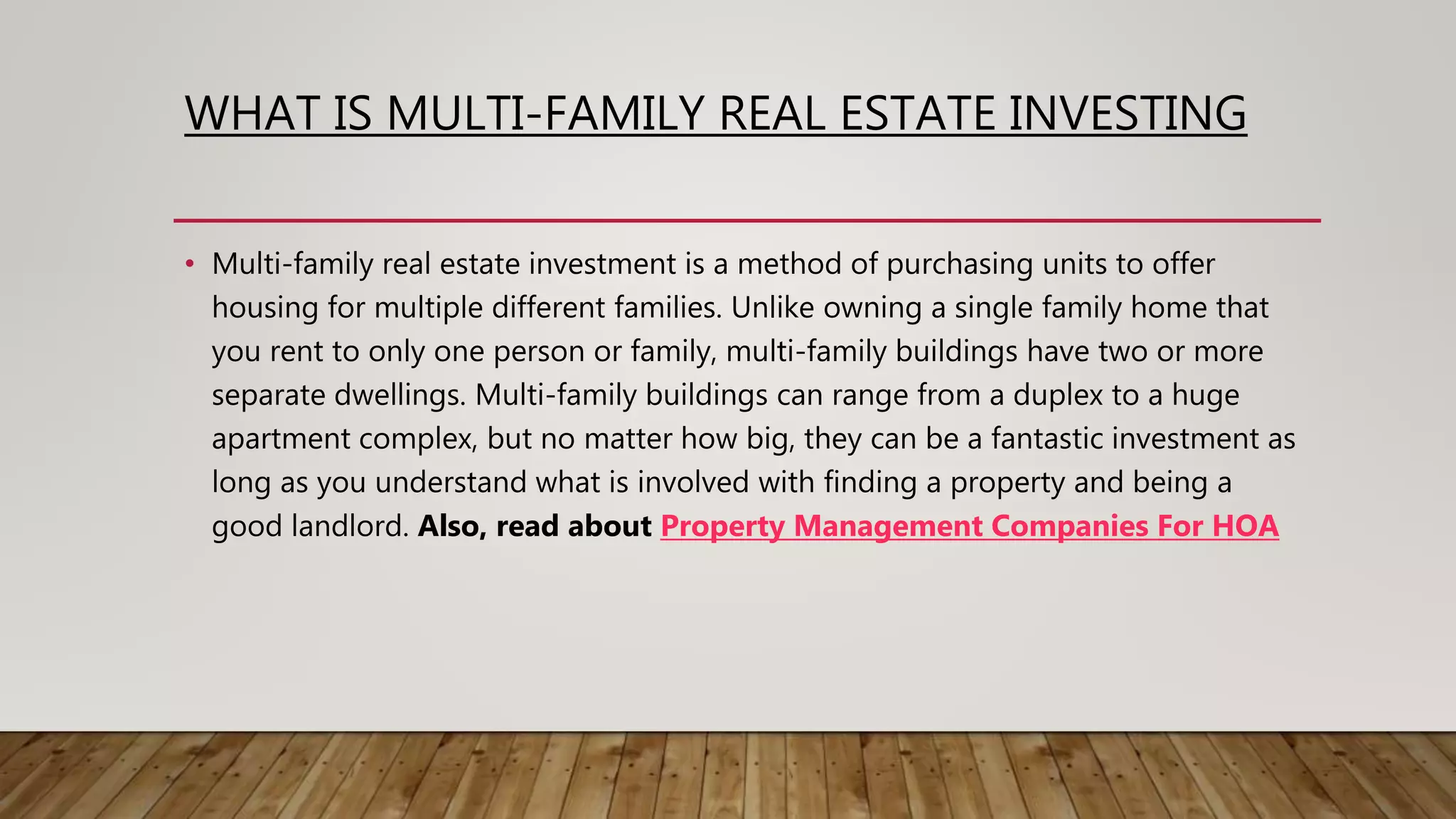 What is multi family real estate investing | PPTX