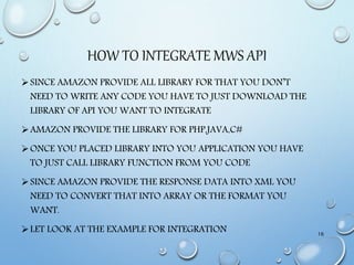What is MWS API and Basic requirement for It | PPTX
