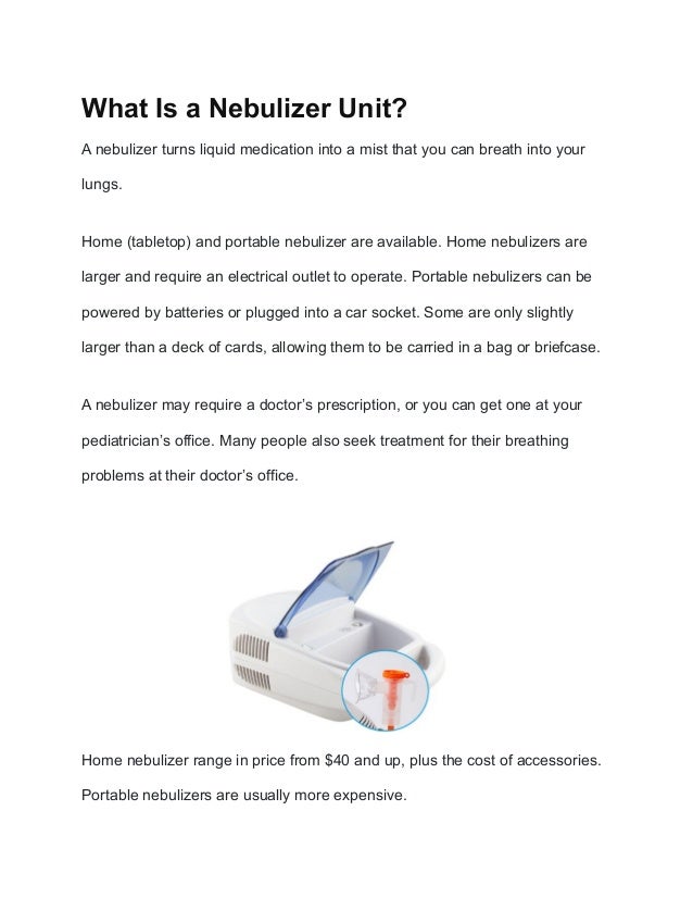 What is Nebulizer Unit? | PDF