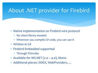 What is new in .NET provider (trace support, cancellation and more) | PPT