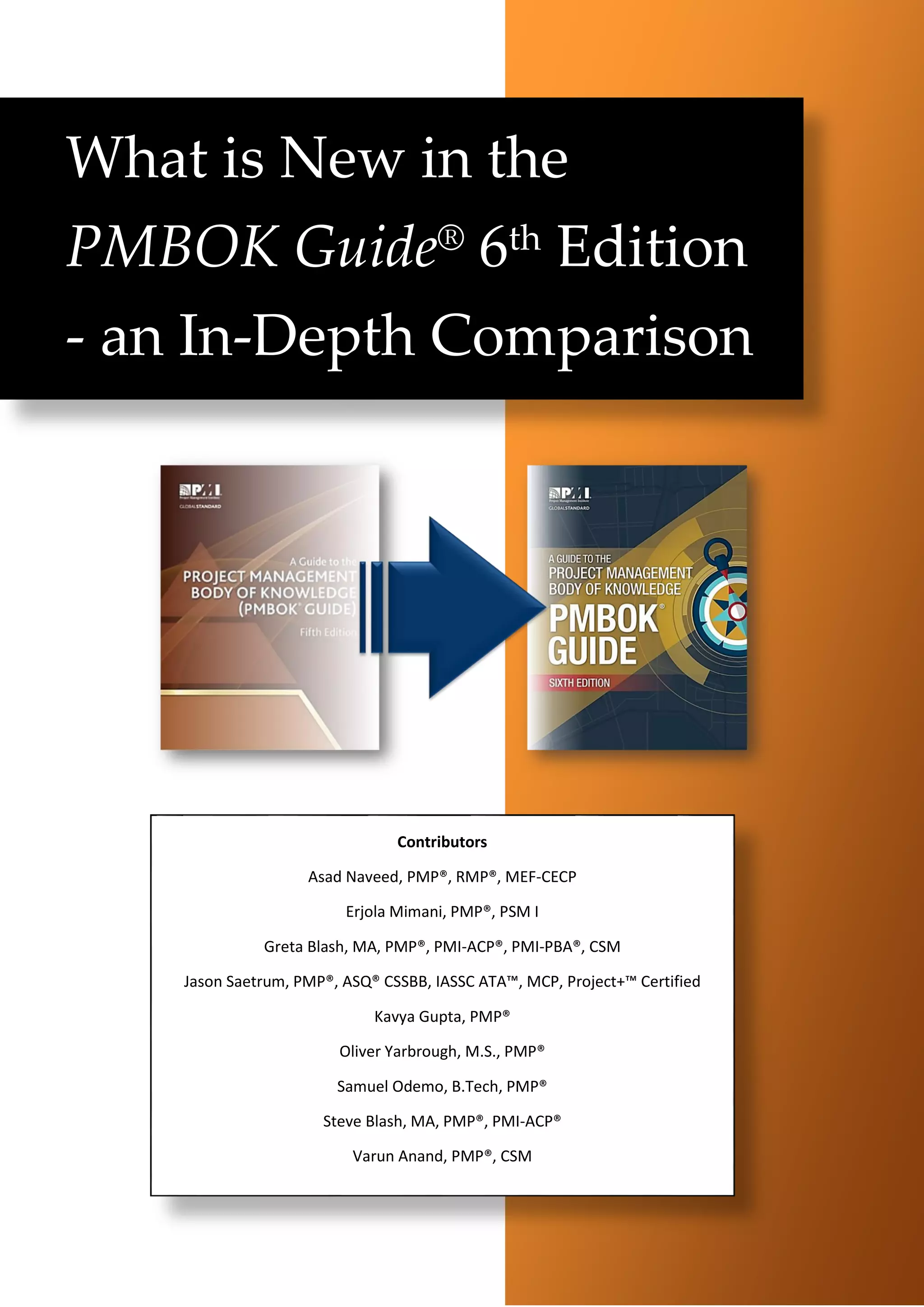 What is New in PMBOK® Guide 6th Edition – An In-Depth Comparison | PDF | Business Administration ...