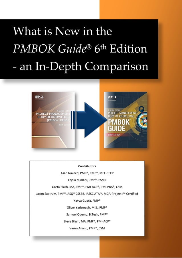 What is New in PMBOK® Guide 6th Edition – An In-Depth Comparison | PDF ...