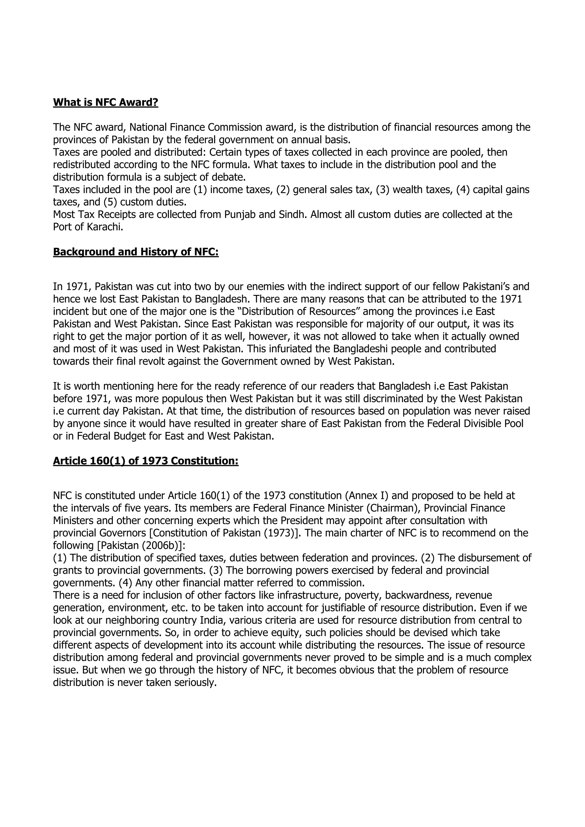 What is NFC award | DOCX