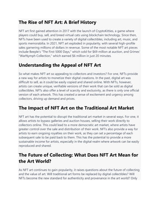 What is NFT Art.pdf | Business and Finance