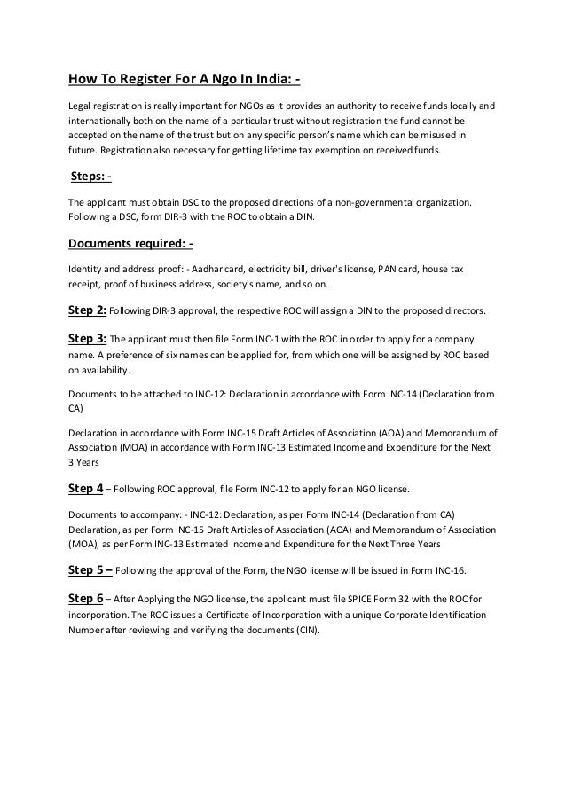 What is NGO and how to register NGO's in India. | PDF