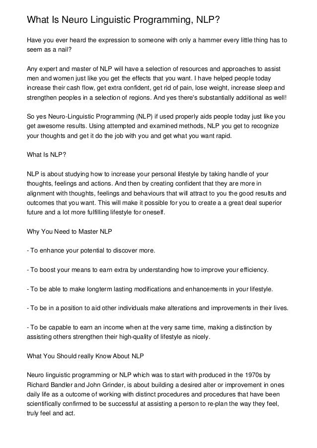 What Is Neuro Linguistic Programming, NLP?