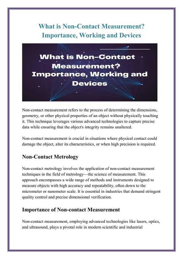 What Is Non-Contact Measurement? Importance, Working And Devices | PDF