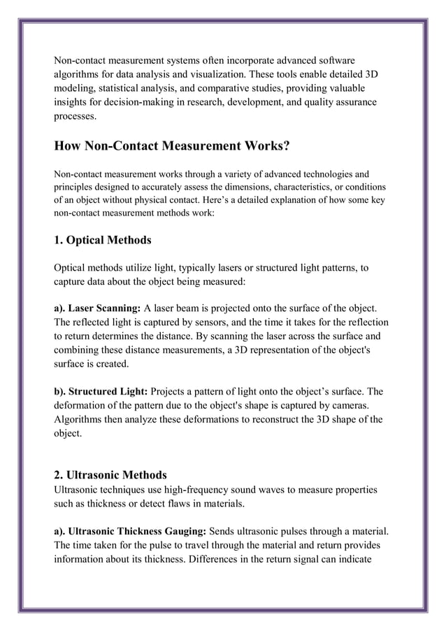 What Is Non-Contact Measurement? Importance, Working And Devices | PDF